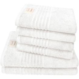 Dyckhoff Handtuch Set &raquo;Nature&laquo; Set 6 Stk. Frottier 6er Set: 4x Handt&uuml;cher, je 50 x 100 cm & 2x Badetuch 70 x 140 cm wei&szlig; Frottier, Obermaterial: 100% Baumwolle