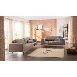 Home Affaire 2-Sitzer &raquo;Lasse&laquo; im scandinavischem Stil mit Holzf&uuml;&szlig;en braun Filzoptik (100% Polyester);Luxus-Microfaser (100% Polyester);Struktur fein( 