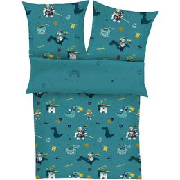s.Oliver Junior Kinderbettw&auml;sche &raquo;Ritter und Drache&laquo; mit Rittermotiven, 100% Baumwolle blau Satin, Obermaterial: 100% Baumwolle B/L: 135cm x 200cm, 1 