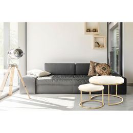 Kayoom Sitzhocker &raquo;Hocker Myla 2er-Set, praktisch ineinander schiebbar&laquo; Set, 2 Stk. tlg. ineinander schiebbar, rund, gesteppt, mit Zierkn&ouml;pfen wei&szlig; Sitzbezug