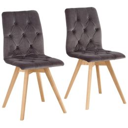 OTTO home Esszimmerstuhl &raquo;Rania&laquo; (Set) 6 Stk.im 2er/4er/6er Set, Massivholzbeinen grau B/H/T: 45cm x 91cm x 55cm, 6 Stk., Samtoptik, Beine oak white