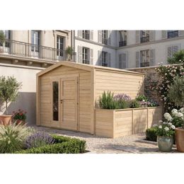 Weka Gartenhaus &raquo;Killarney&laquo; Doppelt&uuml;r, 1 1/2 Fenster, inkl. Hochbeet Massivholz ohne Fu&szlig;boden, ohne Dacheindeckung