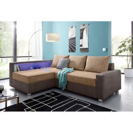 Collection AB Ecksofa &raquo;Relax L-Form, B: 223 cm&laquo; Schlaffunktion, Bettkasten, Regal & 1 Zierkissen, optional Licht braun Zierkissen: 100%Polyester;