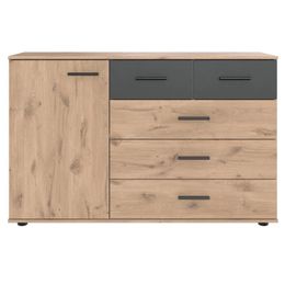 wimex Kombikommode &raquo;Budapest&laquo; 1-t&uuml;rig mit 5 Schubladen, 130cm breit grau Holzwerkstoff B/H/T: 130cm x 83cm x 41cm, 5 Stk., 1 Stk.