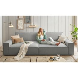 OTTO home Big-Sofa &raquo;SHERWOOD XXL Leinenoptik, Big-Sofa (316cm), extra tief (95 cm)&laquo; bequemer Sitzkomfort, Cord u. Leinenoptik, Kedernaht silber 100% 