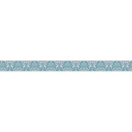 A.S. Cr&eacute;ation Bord&uuml;re &raquo;Only Borders&laquo; Barock gemustert ornamental aufgesch&auml;umt Barock Bord&uuml;re Ornament selbstklebend Borte Wohnzimmer Schlafzimmer blau Papier, Vinyl