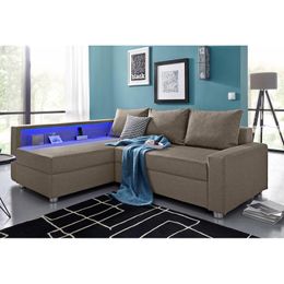 Collection AB Ecksofa &raquo;Relax L-Form, B: 223 cm&laquo; Schlaffunktion, Bettkasten, Regal & 1 Zierkissen, optional Licht braun Zierkissen: 100%Polyester;