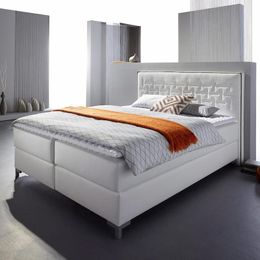 Home Affaire Boxspringbett &raquo;Coos&laquo; mit besonderer Steppung im Kopfteil, 3 Matratzenarten, 2 H&auml;rtegrade schwarz-wei&szlig; Bezug Topper 100% Polyester;