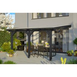 Skan Holz Terrassendach &raquo;Andria&laquo; schwarz Polycarbonat (PC) B/H/T: 434cm x 241cm x 350cm, farbig lasiert