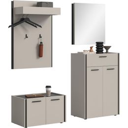 Home Affaire Garderoben-Set &raquo;RAK, 4-teilige Garderoben-Kombination, Breite ca. 165 cm&laquo; Sitzbank, Garderobenpaneel, Schuhkommode, Spiegel, 4 Stk. tlg. 