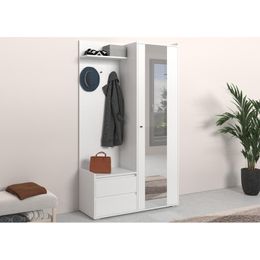 OTTO home Garderobenschrank &raquo;Kosmo&laquo; mit Spiegel Ma&szlig;e 118 x 30 cm, H&ouml;he 190 cm, Breite 110 cm wei&szlig; Holzwerkstoff B/H/T: 110cm x 188cm x 38cm