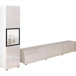 Home Affaire Wohnwand &raquo;BERLIN I, Vitrine T&uuml;rschlag links/rechts wechselbar&laquo; Komplett-Set, 2 Stk. tlg. wei&szlig; ABS-Kunststoff, Glas, Hartfaserplatte B/H/T