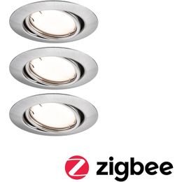 Paulmann LED Einbauleuchte &raquo;Base 3x430lm 230V&laquo; 1 Stk. Warmwei&szlig; Zigbee Basisset silber 3, &Oslash; 9cm, 1 Stk.