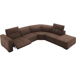 Egoitaliano Ecksofa &raquo;Sauvanne, Designsofa der Extraklasse, elegant und bequem, L-Form&laquo; wahlweise mit elektrischer Relaxfunktion, Kopfteilverstellung braun Leder &raquo;