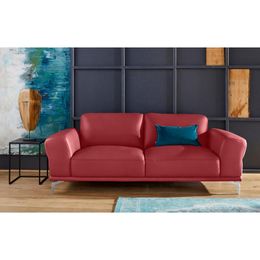 W.Schillig 2,5-Sitzer &raquo;montanaa Designsofa mit erstklassigem Sitzkomfort, Ferderkern&laquo; mit Metallf&uuml;&szlig;en in Chrom gl&auml;nzend, Breite 212 cm rot B/H/T: 