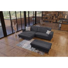 Sit & More sit&more Ecksofa &raquo;Bolero L-Form&laquo; grau 100% Polyester B/H/T: 290cm x 88cm x 178cm, Breitcord, Recamiere links,mit Kopfteilverstellung,ohne Bett,ohne 