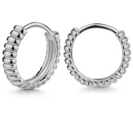 Firetti Damen Paar Creolen &raquo;Schmuck Geschenk Silber 925 Ohrringe mit Rillenstruktur&laquo; Made in Germany silber 13mm, Silber 925 (Sterlingsilber)