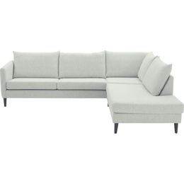 ATLANTIC HOME COLLECTION Ecksofa &raquo;Rekvik L-Form&laquo; mit Wellenunterfederung, mit Massivholzf&uuml;&szlig;en grau B/H/T: 258cm x 79cm, Struktur, Recamiere rechts