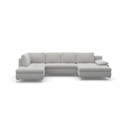 Sit & More sit&more Wohnlandschaft &raquo;Latigo U-Form&laquo; mit Recamiere, wahlweise mit Schlaffunktion und Bettkasten silber B/H/T: 326cm x 201cm, Struktur, Recamiere 