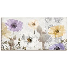Artland Leinwandbild &raquo;Gl&auml;nzende Mohnblumen&laquo; Blumen 1 Stk. tlg. auf Holzrahmen gespannt wei&szlig; B/H/T: 100cm x 50cm, Leinwandbild Blumen, 1 Stk.