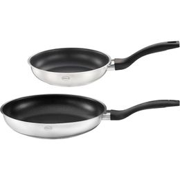 R&ouml;sle R&Ouml;SLE Pfannen-Set &raquo;BasicLine&laquo; Edelstahl 18/10 Set, Pfanne &Oslash; 20 cm, Pfanne &Oslash; 24 cm, 2 Stk. tlg. &Oslash; 20/24 cm, sp&uuml;lmaschinengeeignet, Induktion silber 