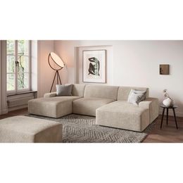 Trendmanufaktur Hocker &raquo;Wien, XXL Polsterhocker, passende Erg&auml;nzung zur Serie&laquo; in trendigem Cordstoff, gro&szlig;z&uuml;ge Breite von 112 cm beige 92%Polyester, 