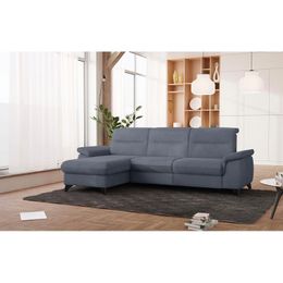 Sit & More sit&more Ecksofa &raquo;Astoria L-Form&laquo; wahlweise mit motorischer Relaxfunktion blau 100% Polyester B/H/T: 260cm x 91cm x 175cm, Flachgewebe, Recamiere 