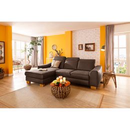 Home Affaire Ecksofa &raquo;Dundee L-Form&laquo; wahlweise mit Kopfteilverstellung und zus&auml;tzlich mit Schlaffunktion braun Luxus-Microfaser Florence (100% 