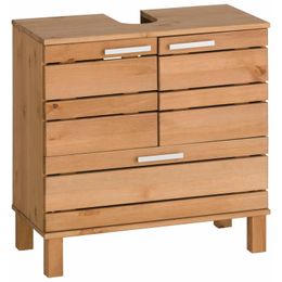 Home Affaire Waschbeckenunterschrank &raquo;JOSIE&laquo; Breite 60, aus Massivholz, Metallgriffe, 1 Schublade & 2 T&uuml;ren beige Massivholz B/H/T: 60cm x 61,5cm x 