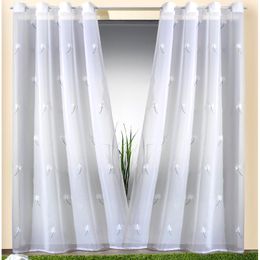 Weckbrodt-Gardinen Vorhang &raquo;Daisy&laquo; &Ouml;sen 1 Stk. tlg. Voile, halbtransparent, bestickt, Floral, gebl&uuml;mt, Gardine, Store bunt Voile, Polyester 245cm, &Ouml;sen, 140cm