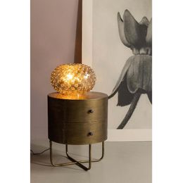 Woood Beistelltisch &raquo;Glossy Metall Antique-Brass-Beschichtung, H 48 x B 39 x T 39 cm&laquo; Zwei Schubladen ohne Schienen, pfleigleicht, fertig montiert 