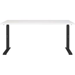 Germania Schreibtisch &raquo;Downey&laquo; h&ouml;henverstellbar von 68-91 cm, verf&uuml;gbar in verschiedenen Breiten schwarz-wei&szlig; B/H/T: 160cm x 91cm x 80cm, Gestellfarbe