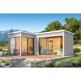 Lasita Maja Gartenhaus &raquo;DOMEO&laquo; grau Massivholz Fu&szlig;boden im Gartenhaus, ohne Dacheindeckung
