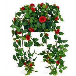 I.GE.A. Kunstblume &raquo;K&uuml;nstlicher Wildrosen-Busch im Kasten 57cm Deko Rosen Kunstrosen&laquo; Rosenbusch Wildrosen Kunstpflanze Blumen Hochzeitsdeko 