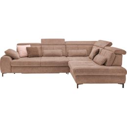 set one by Musterring Ecksofa Kaltschaumpolsterung, Flachgewebe, whlw. mit Funktionen, Sitzh&ouml;he 49 braun 100% Polyester B/H/T: 317cm x 86cm x 220cm, 