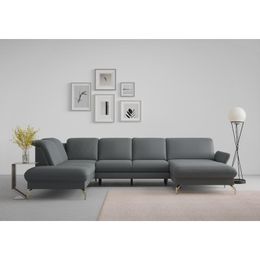 Sit & More sit&more Wohnlandschaft &raquo;Fashion U-Form&laquo; wahlweise mit Kopfteilverstellung, Vorziehsitz, motorisch, Nickelf&uuml;&szlig;e grau B/H/T: 338cm x 84cm x 207cm, Luxus