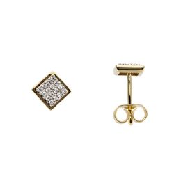 Firetti Damen Paar Ohrstecker &raquo;Schmuck Geschenk Gold 585 Ohrschmuck Quadrat&laquo; mit Brillant - Verschnittfassung wei&szlig; 6mm, 0,11 P2 = erkennbare 