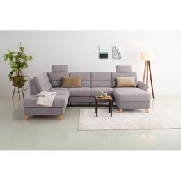 OTTO home Wohnlandschaft &raquo;Westerland U-Form&laquo; Federkern, wahlweise Schlaffunktion, Stauraum und Armlehn-Verstellung silber 100% Polyester B/H/T: 303cm 