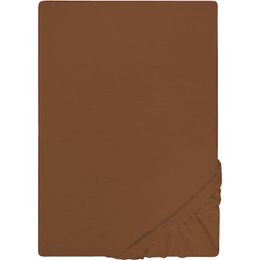 Spannbettlaken &raquo;Jersey in Gr. 90x200, 140x200 oder 180x200 cm&laquo; aus Baumwolle, f&uuml;r Matratzen bis 22 cm H&ouml;he, Bettlaken, Spannbetttuch braun Jersey, 