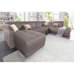 DOMO collection Wohnlandschaft &raquo;Ava moderne Sitzheftung mit toller Doppelnaht, komfortabel, U-Form&laquo; mit Federkern, wahlweise mit Kopfteilverstellungen