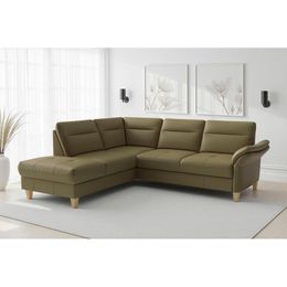 Sit & More sit&more Ecksofa &raquo;Pamela L-Form, Leder, B: 218 cm&laquo; optional Armteilverstellung, Schlaffunktion & Bettkasten grau B/H/T: 218cm x 90cm x 212cm, 