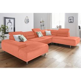 Sit & More sit&more Wohnlandschaft &raquo;Mariola U-Form&laquo; mit Federkern, inklusive Kopfteil- und Sitztiefenverstellung orange Luxus-Microfaser (100% Polyester);