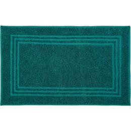 Kleine Wolke Badematte &raquo;Lodge, Badvorleger&laquo; H&ouml;he 80 mm beidseitig nutzbar Badteppich, Frottier-Qualit&auml;t, Uni Farben, mit Bord&uuml;re gr&uuml;n Baumwolle rechteckig (50cm x 