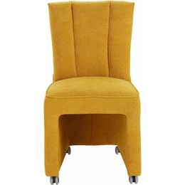 exxpo - sofa fashion Sessel &raquo;Costa, Loungesessel, Hochlehnsessel, auf Rollen, Komfortsitzh&ouml;he 53cm&laquo; kompakt und bequem, Breite 52 cm gelb Webvelours, 