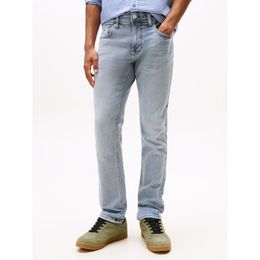 Tommy Jeans Herren Gerade Jeans &raquo;Scanton Slim&laquo; Mit Markenlabel aus Leder hinten grau 38, L&auml;nge 34