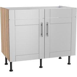 KOCHSTATION Sp&uuml;lenschrank &raquo;KS-Ahus&laquo; Breite 100 cm grau wildeiche Nachbildung, B/H/T: 100cm x 87cm x 58,4cm, T&uuml;ren: 2 Stk.
