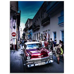 Artland Glasbild &raquo;Leben in Havanna&laquo; Auto 1 Stk. tlg. in verschiedenen Gr&ouml;&szlig;en bunt B/H/T: 45cm x 60cm, Glasbild Auto Hochformat, 1 Stk.