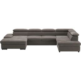 Sit & More sit&more Wohnlandschaft &raquo;Alcudia U-Form&laquo; wahlweise mit Schlaffunktion braun 100% Polyester B/H/T: 349cm x 73cm x 226cm, Luxus-Microfaser Euphoria, 