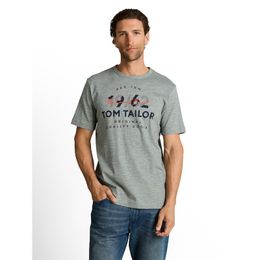 Tom Tailor Herren Tom Tailor T-Shirt mit Logo Print grau S