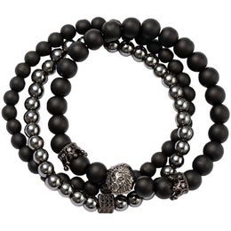 Firetti Armband Set &raquo;Schmuck Geschenk Armschmuck Armkette Edelstein Perlen, Onesize&laquo; Made in Germany - mit Glasstein, H&auml;matit schwarz 19cm, Kupfer 